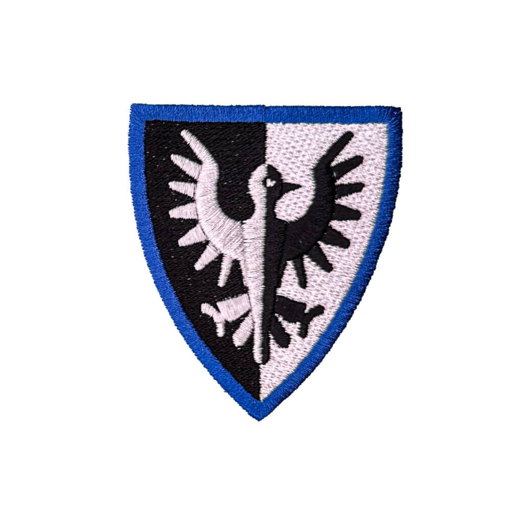 Patch Castle Shield Blue Bird Icon - The Brick Chick